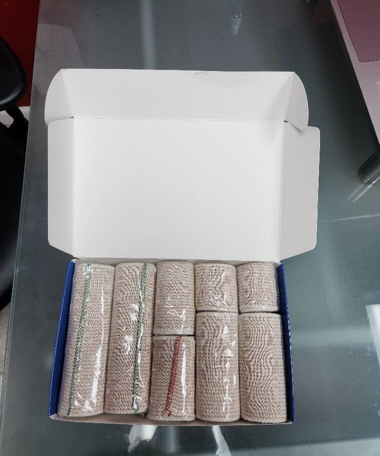 Amazon.com: Premium Elastic Bandage Wrap Pack of 8 (2x2,2x3,2x4,2x6 ...