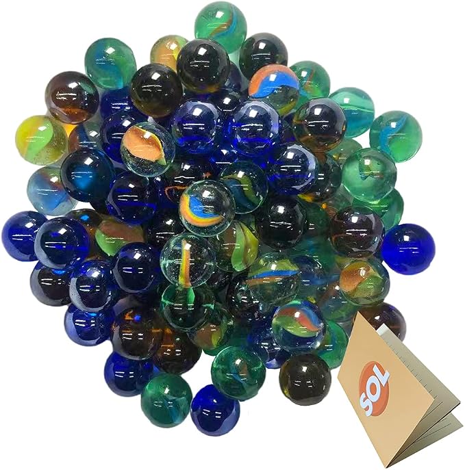 SOL 100pk Marbles for Kids, Traditional Glass Marbles in Assorted ...