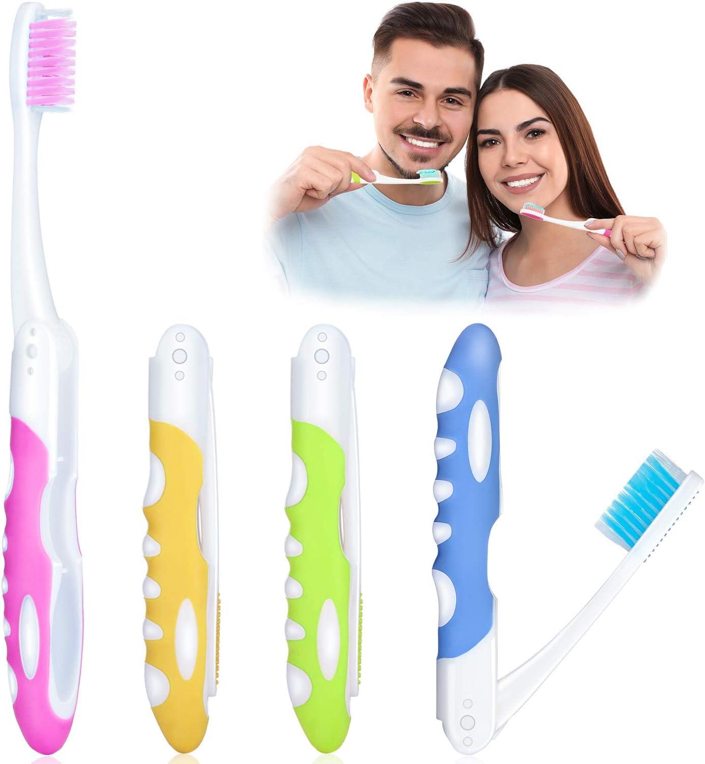Amazon.com : 4 Pieces Folding Travel Toothbrush Portable Soft ...