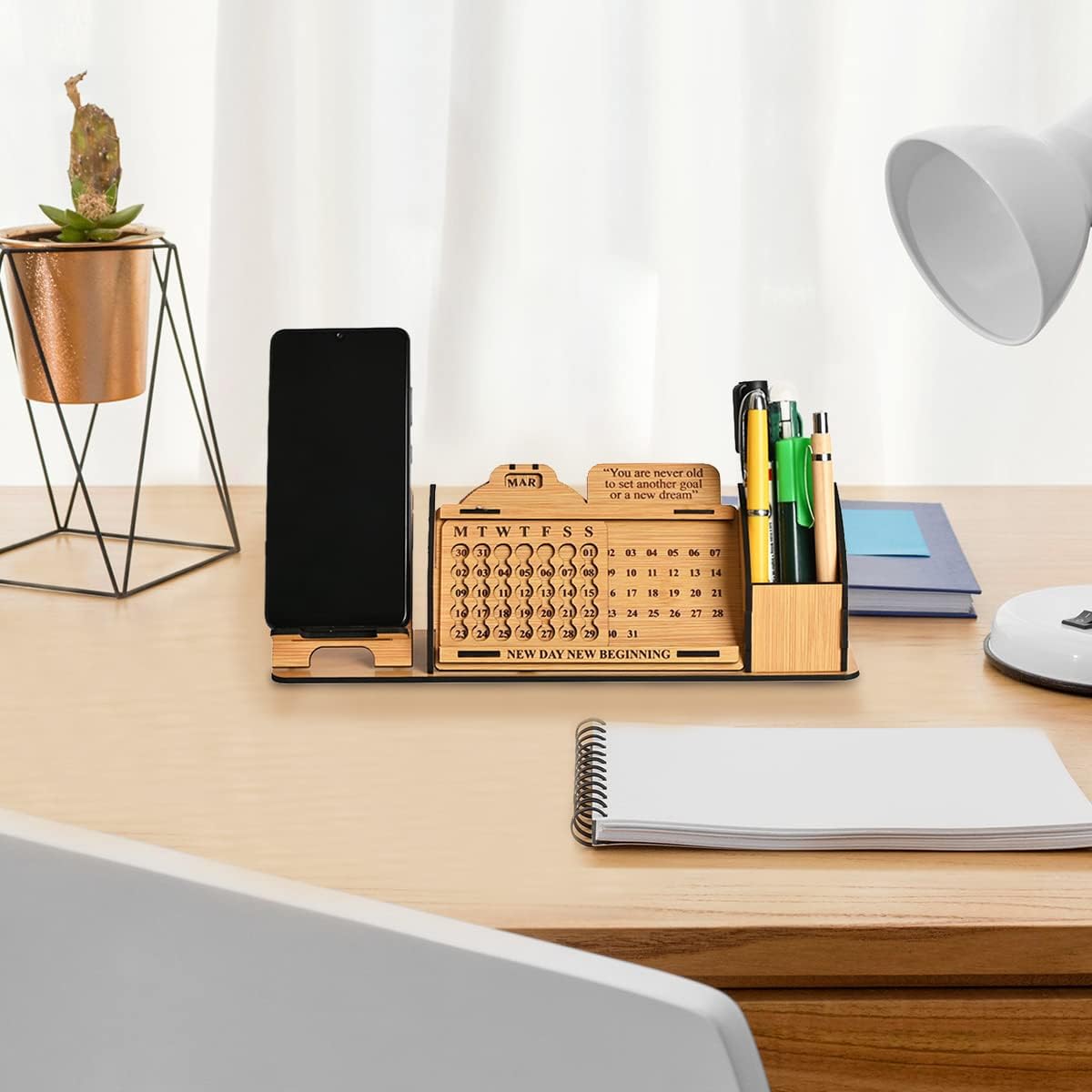 GKD Desk Calendar Lifetime Infinite Perpetual Wooden Table Calendar ...