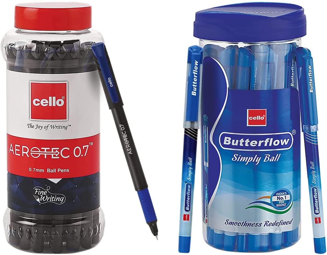 Cello Butterflow Simply Ball Pen & Cello Aerotec Ball Pens : Amazon.in ...