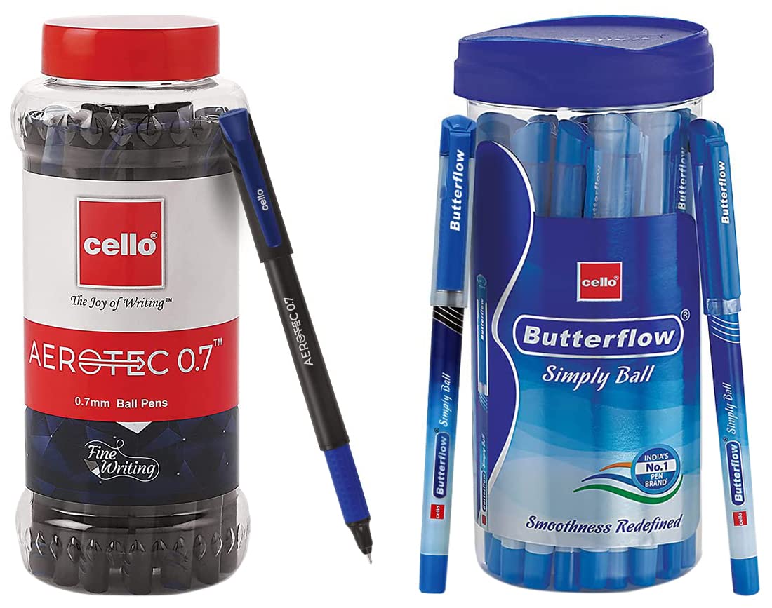 Cello Butterflow Simply Ball Pen & Cello Aerotec Ball Pens : Amazon.in ...