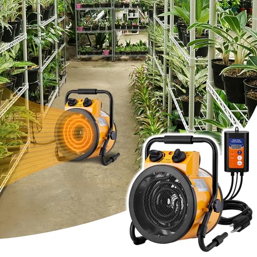 Greenhouse Heater with Digital Thermostat - 1500W Stainless Steel Space ...