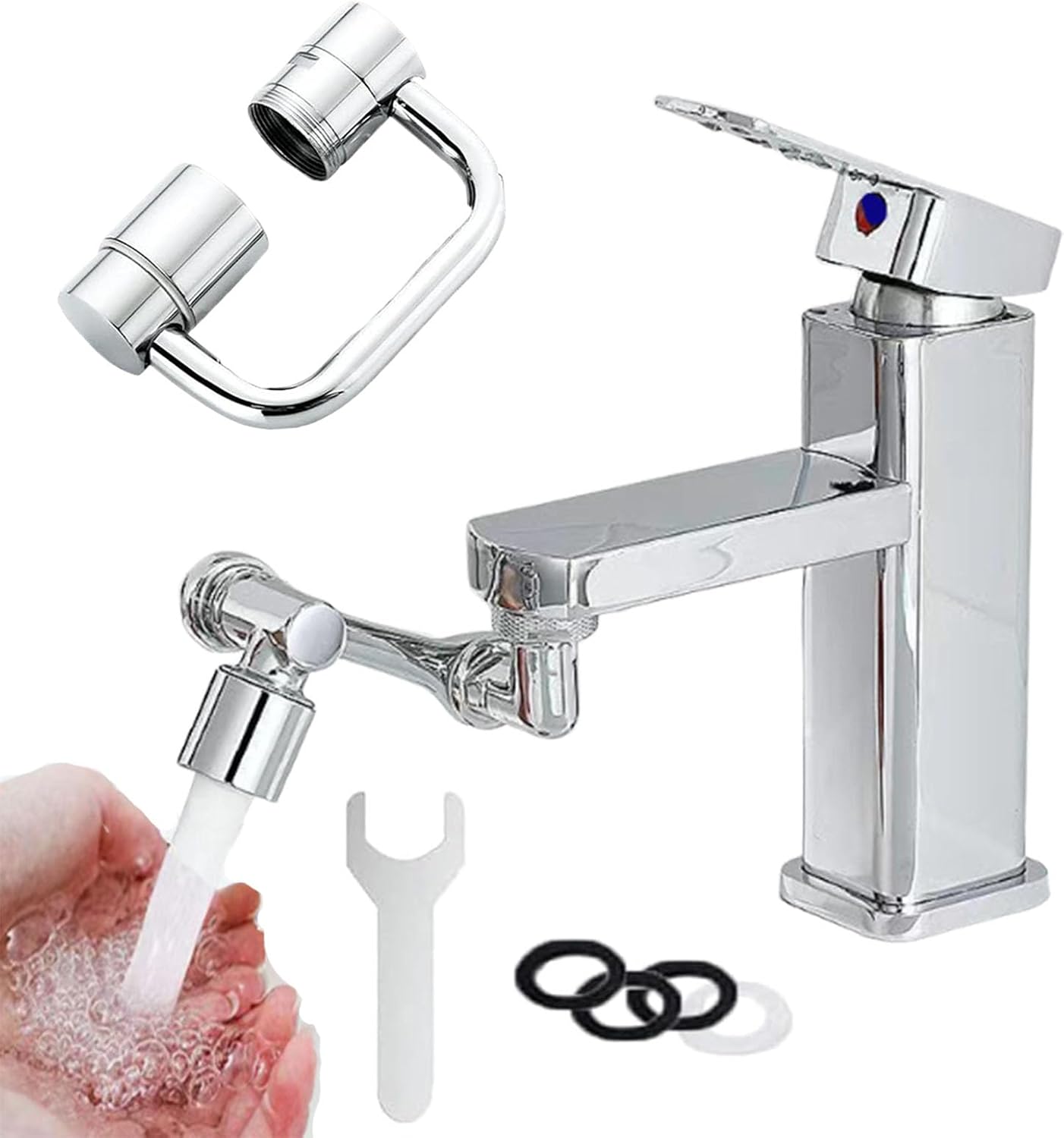 FlexiFlow 1080° Rotating Faucet Extender with Aerator Wrench. 1440 ...