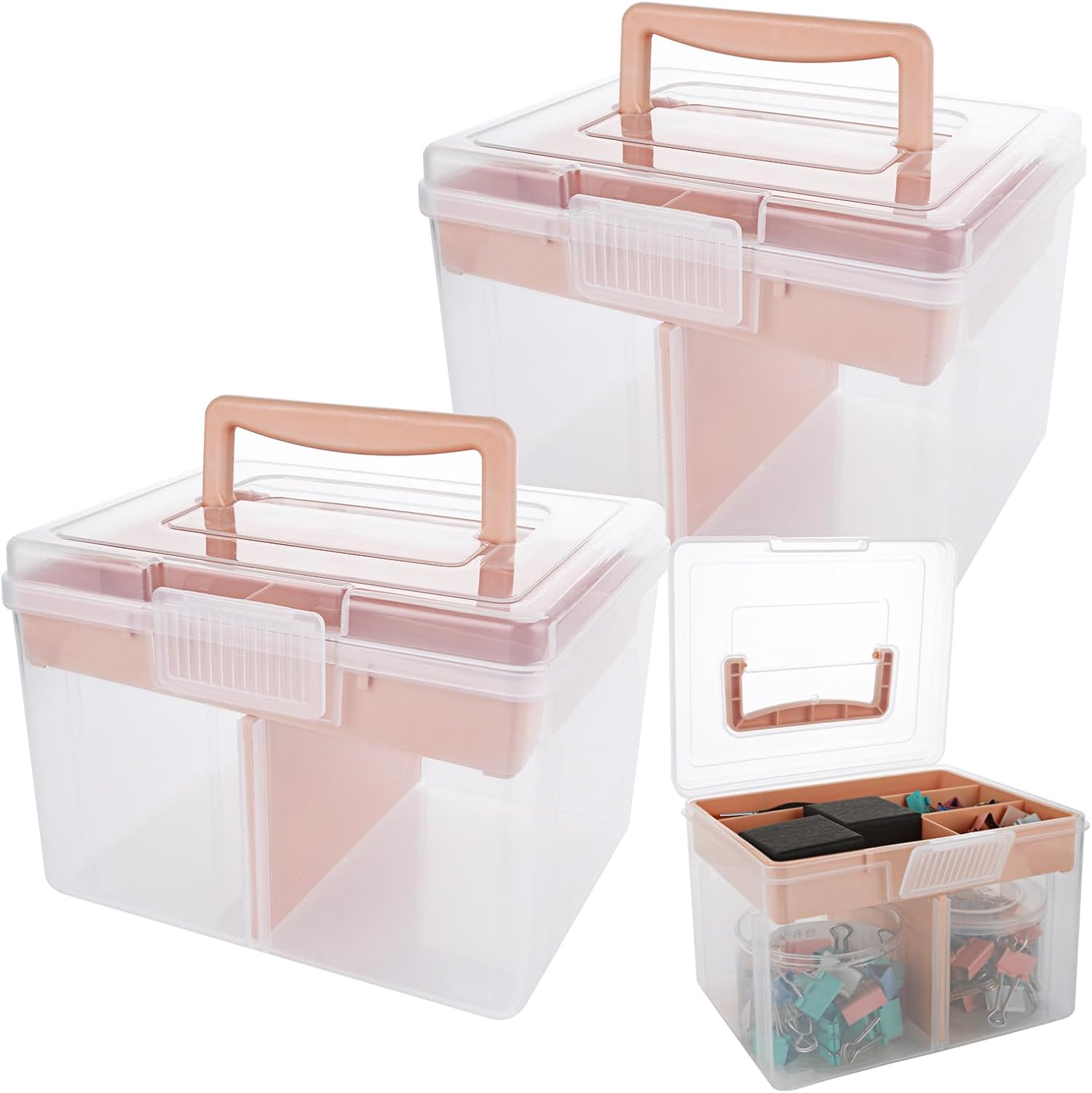 Amazon.com: 2 Pack Small Portable Plastic Storage Box for Beauty ...