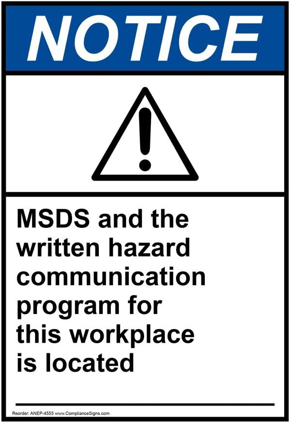Amazon.com: ComplianceSigns.com Vertical Notice MSDS for This Workplace ...