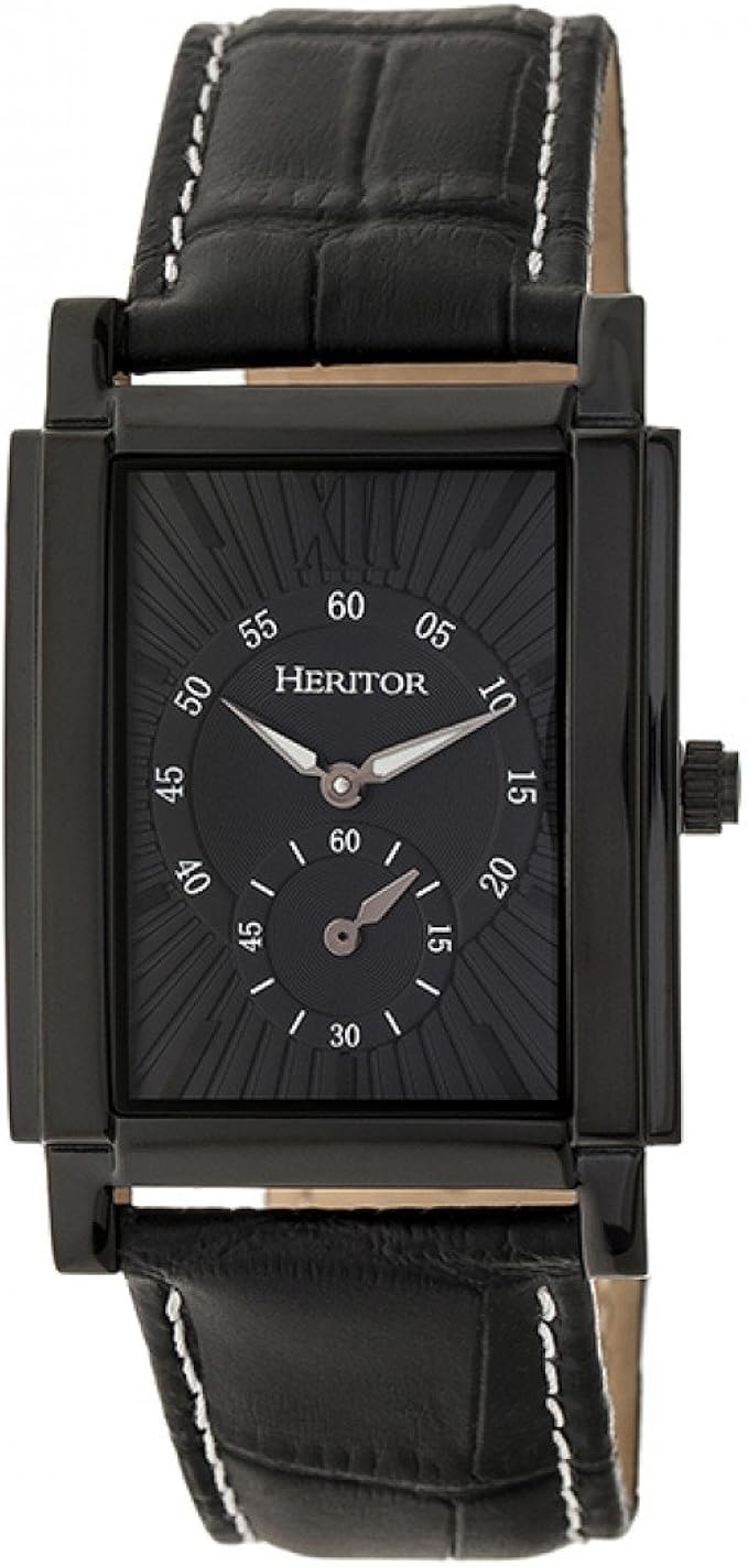 Heritor Frederick Men's Automatic Black Genuine Leather Strap Watch ...