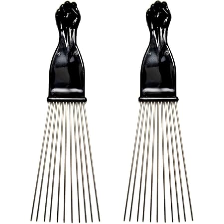 Amazon.com: Afro Fan Pick w/ Black Fist - Metal African American Hair ...