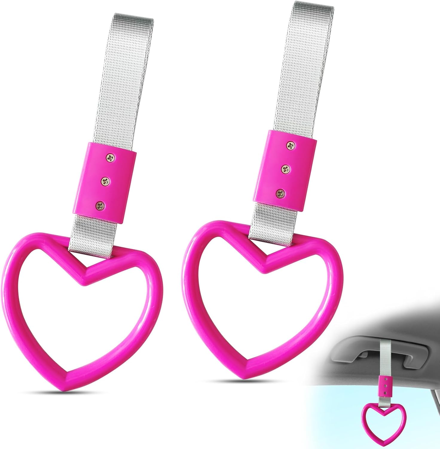 Amazon.com: USTOPF1T 2Pcs Heart shaped Car Handle Straps, Drift Charm ...
