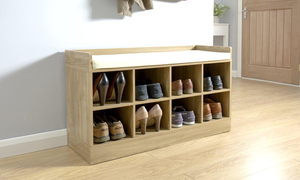 Home Source – Hallway Storage Unit Shoe Bench Cabinet 8 Compartment ...