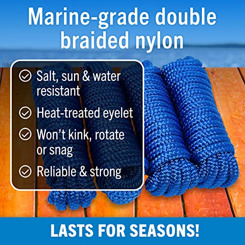Snapklik.com : Dock Lines Boat Ropes For Docking 3/8 Line Braided ...