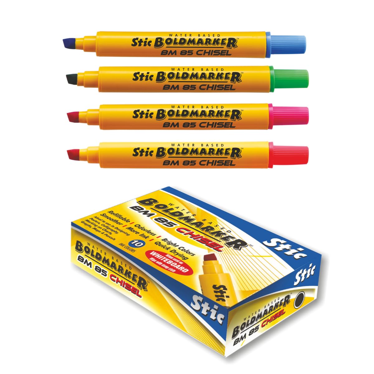 Stic chisel markers 10 assorted calligraphy highlighting sketch pens ...