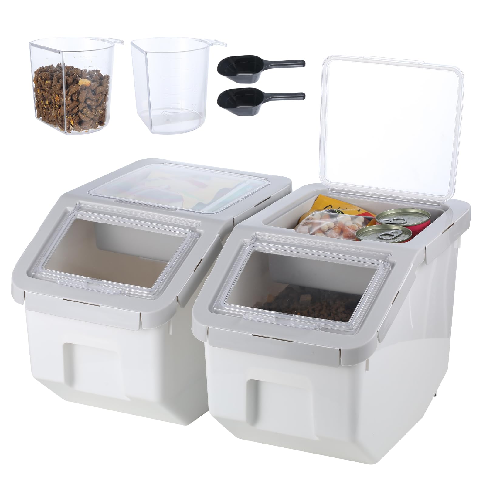 Amazon.com: 2 Pack Dog/Cat Food Storage Container with Dog Treats ...