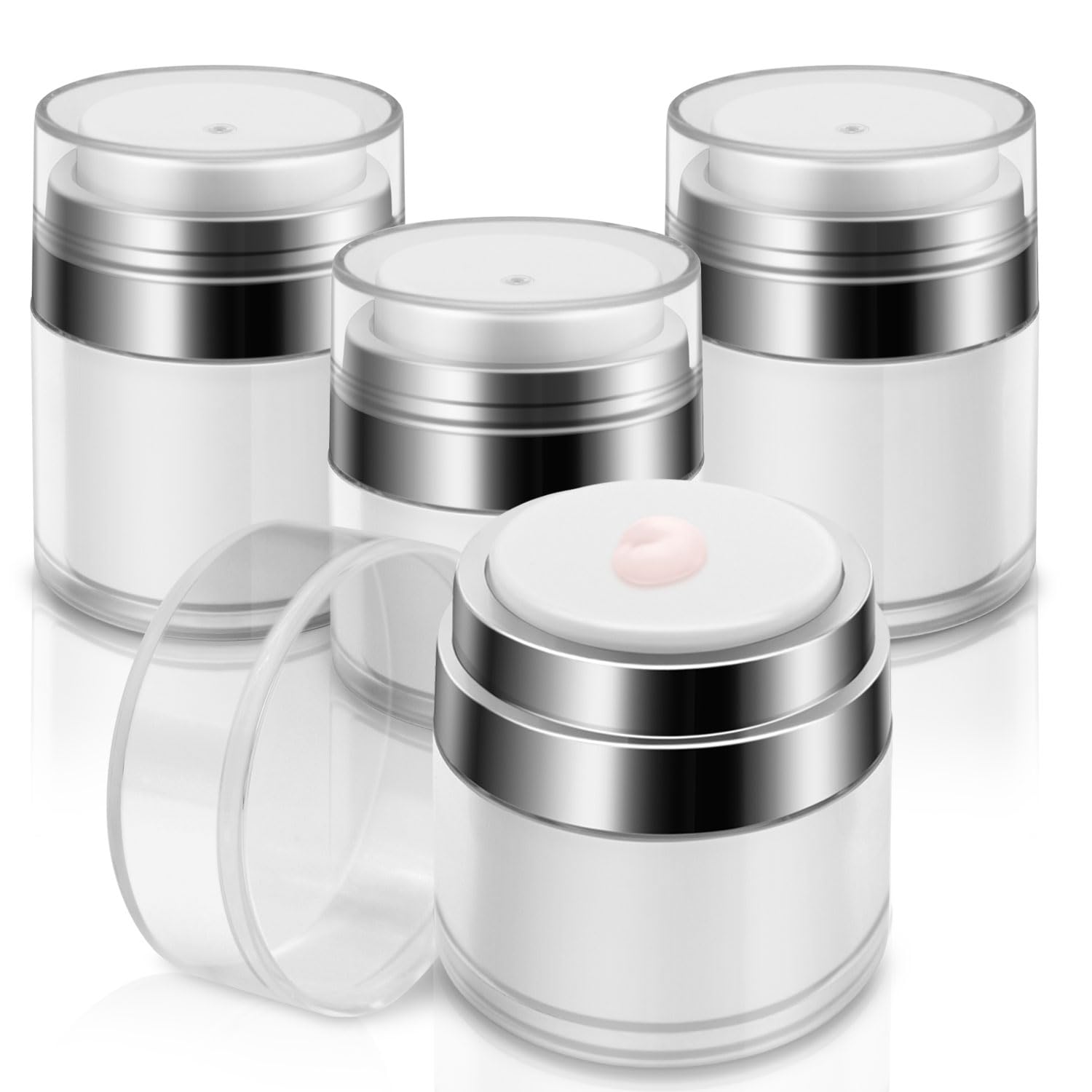 Amazon.com: 4 Pcs Airless Pump Jar With Labels, Refillable Cream Jar ...