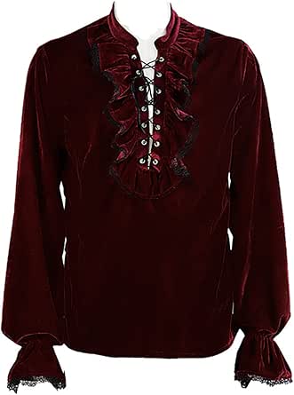 Amazon.com: Mens Vampire Costume Velvet Victorian Renaissance Ruffled ...