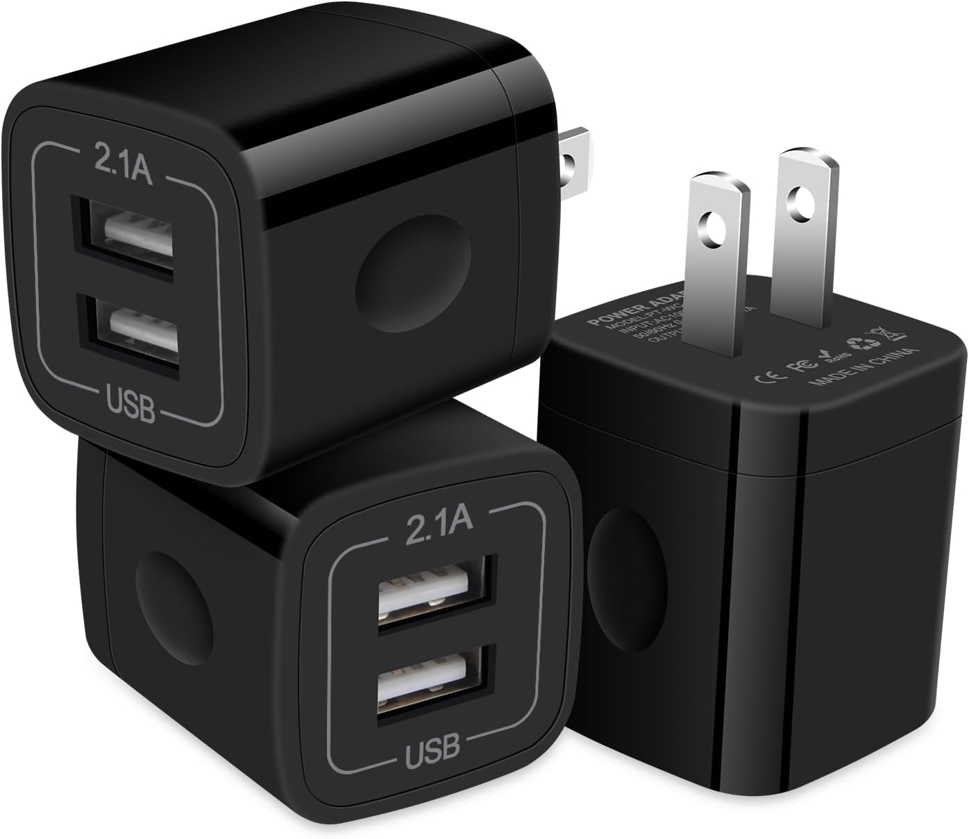 Amazon.com: USB Plug, USB Wall Charger 3 Pack, GiGreen Dual Port USB ...