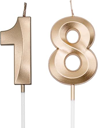 Amazon.com: Champagne Gold 18th & 81st Birthday Candles for Cakes ...