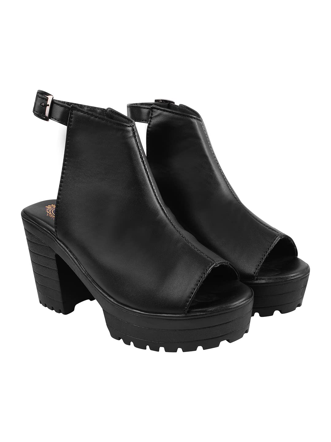 Buy Shoetopia Women & Heels Fashionable Solid fashion Sandal Black ...