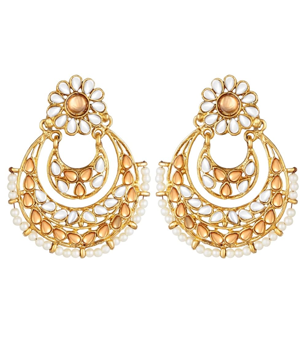 Buy Arropa Estore's Women's Rose Gold Plated Alloy Kundan Earrings ...