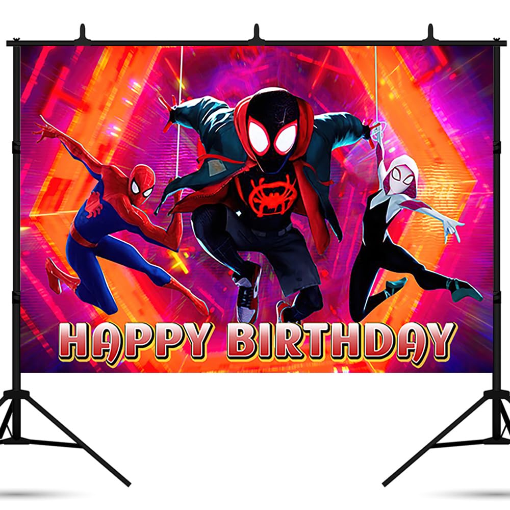 Spider Miles Birthday Party Backdrop Supplies Photo Background Banner ...