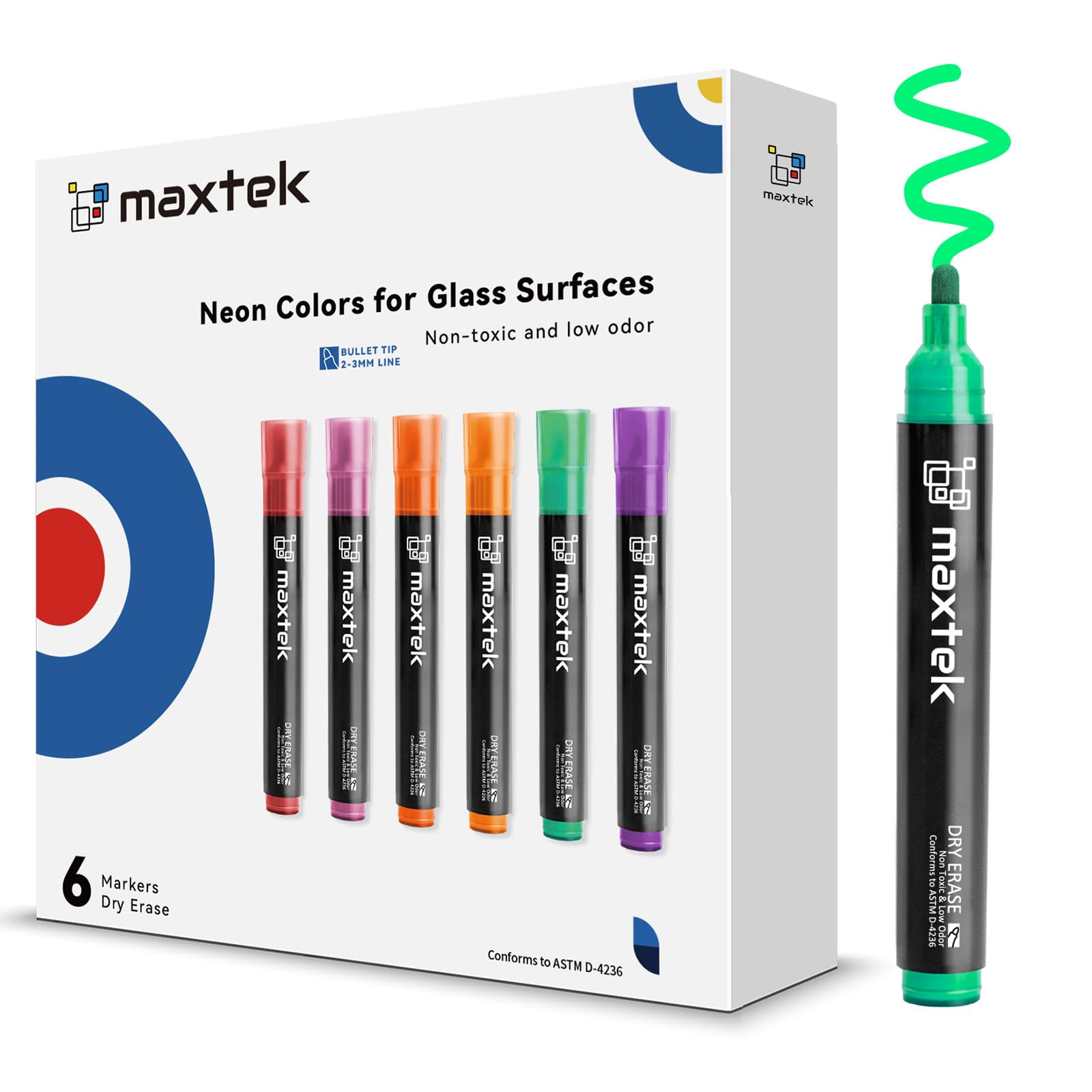 Snapklik.com : Maxtek Dry Erase Markers, Bullet Tip Glass Whiteboard ...