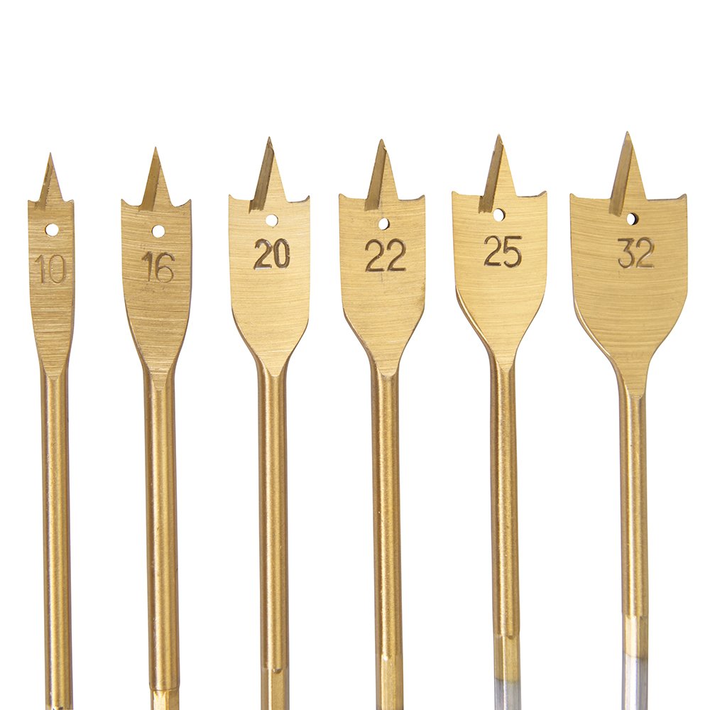 Silverline DS32 Titanium-Coated Flat Bit Set 6pce 10 - 32 mm : Amazon ...