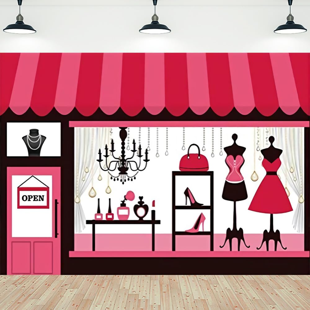 Amazon.com : Maoglfuriron 12x8ft Clothing Shop Backdrop Pink Fashion ...
