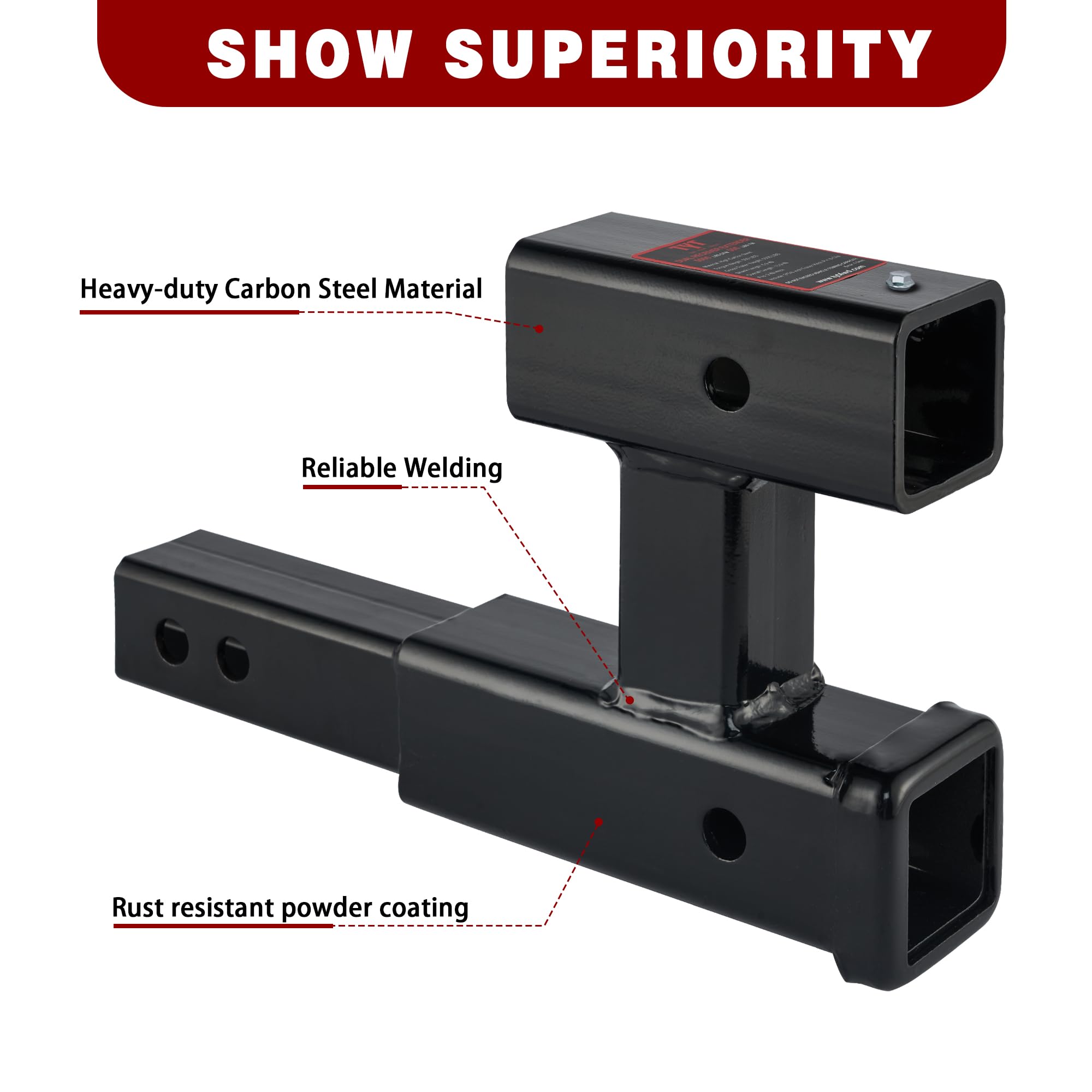 Snapklik.com : TYT Trailer Dual Hitch Extender, 2" Receiver