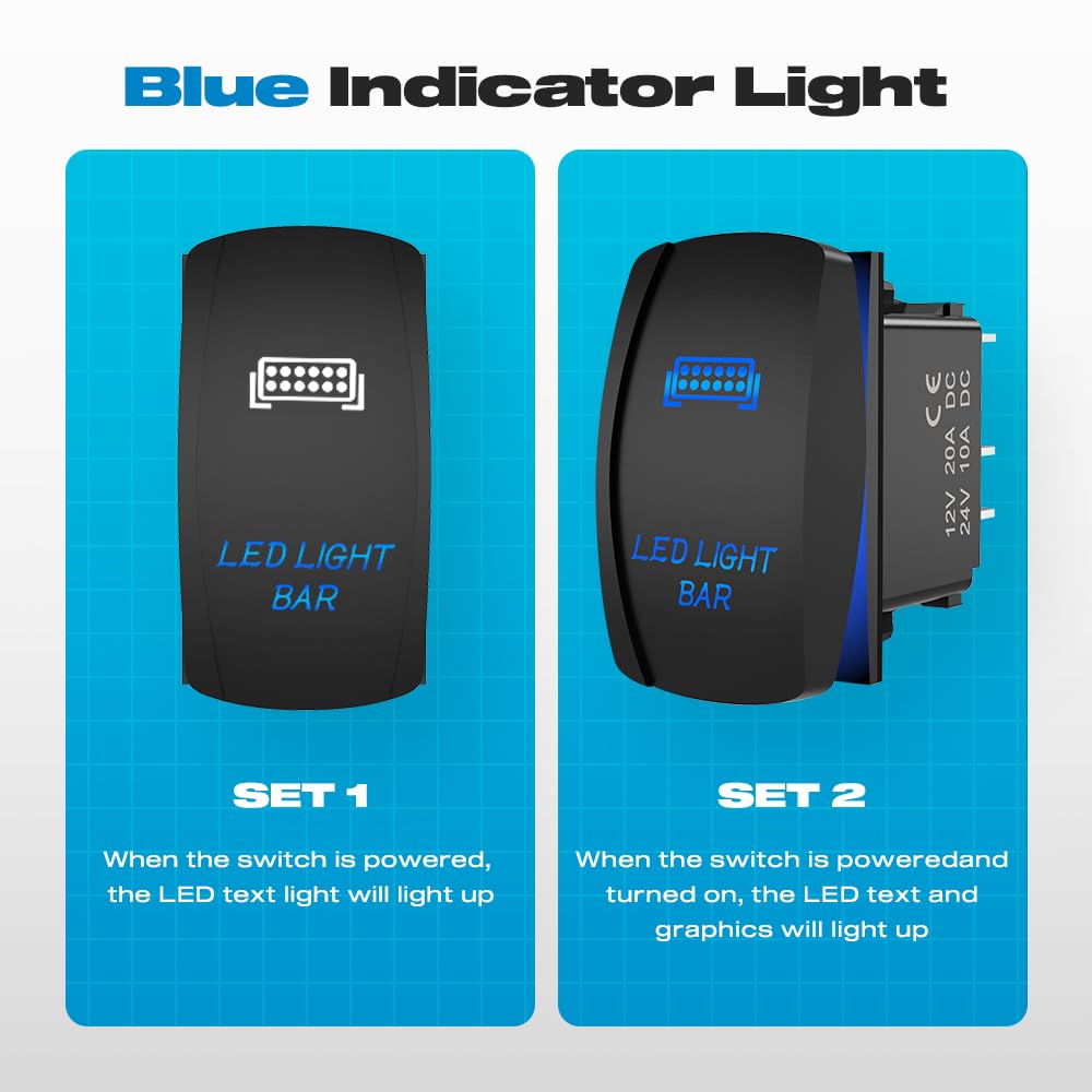 Snapklik.com : Rocker Switch, Malictele LED Light Bar Switch ON/Off ...