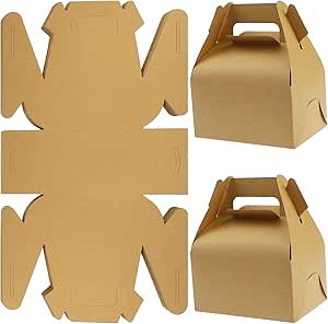 Amazon.com: 50 Pcs Kraft Cupcake Boxes with Handle, 4.5x3x2.3inch Paper ...