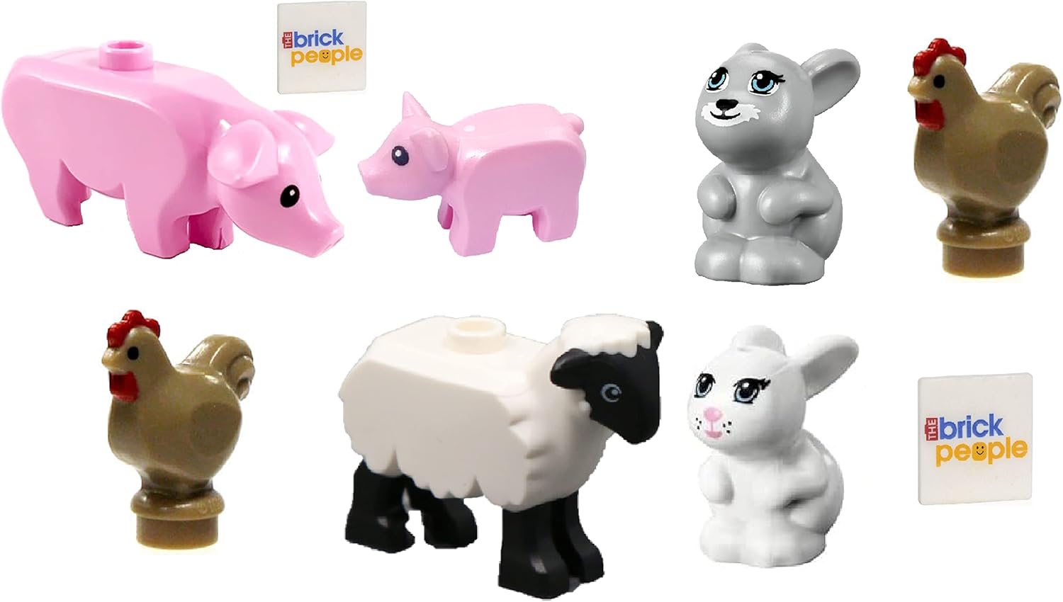 Amazon.com: LEGO Farm Animal Lot: 2 Bunnies, 1 Sheep, 1 Pig, 1 Piglet ...
