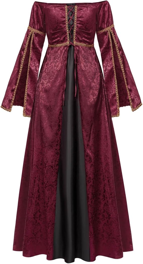 Amazon.com: Scarlet Darkness Renaissance Faire Costume Women Jacquard ...