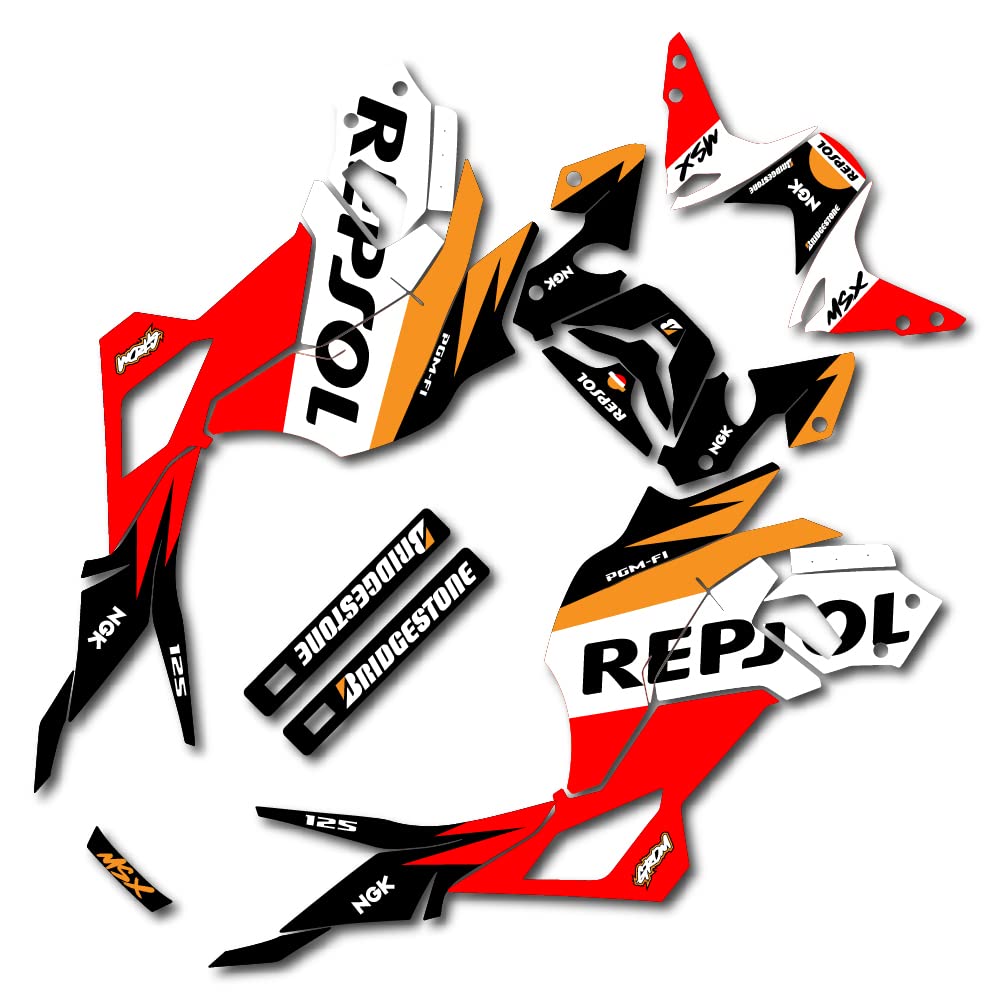 Amazon.com: Red Orange Repsol Graphics Fits Honda GROM 17-20 MSX125 ...