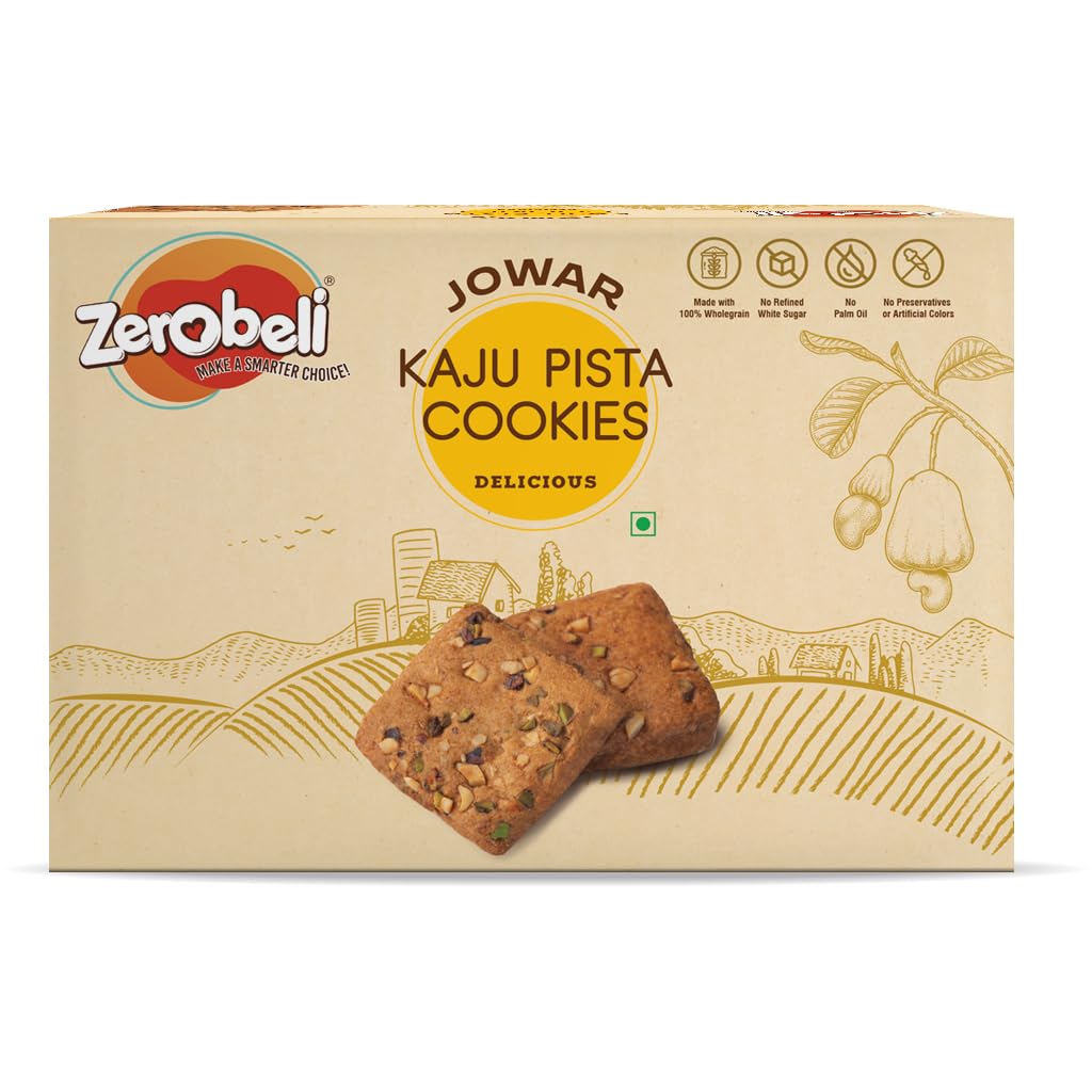 Zerobeli Jowar Kaju Pista Cookies 425 g|Premium No Maida Handmade ...