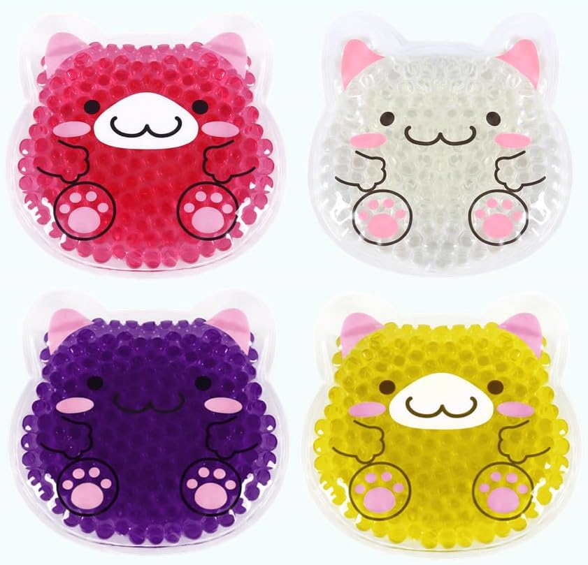 ILILIC Kids Ice Pack, 4 PCS Cute Kids Ice Packs, Reusable Cold Compress ...