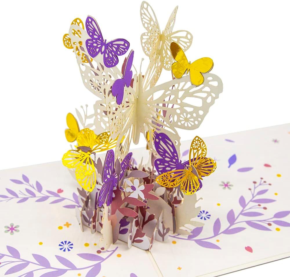 Amazon.com : leuapl 3D Pop Up Butterfly Greeting Card with Envelope for ...