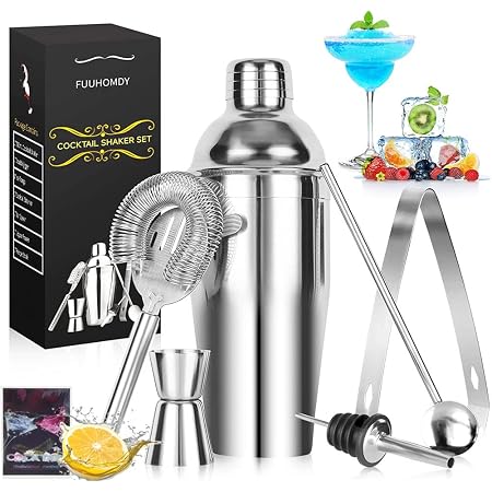 bar@drinkstuff Manhattan Cocktail Shaker Set with Recipe Book and ...
