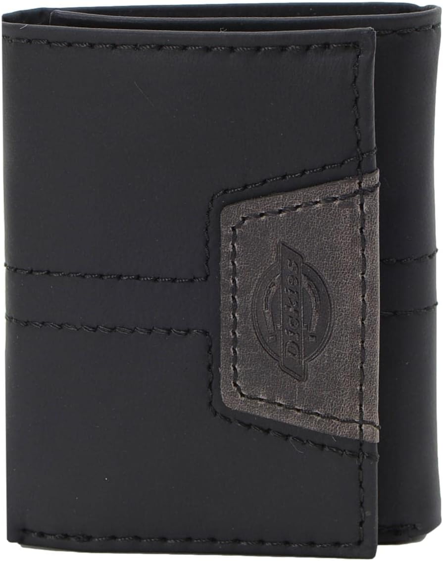 Amazon.com: Dickies Men's Leather Extra Capacity Trifold Wallet Black ...