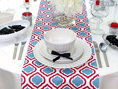 Amazon.com: Appleberry Attic Curtis Table Runner Collection (Red & Blue ...