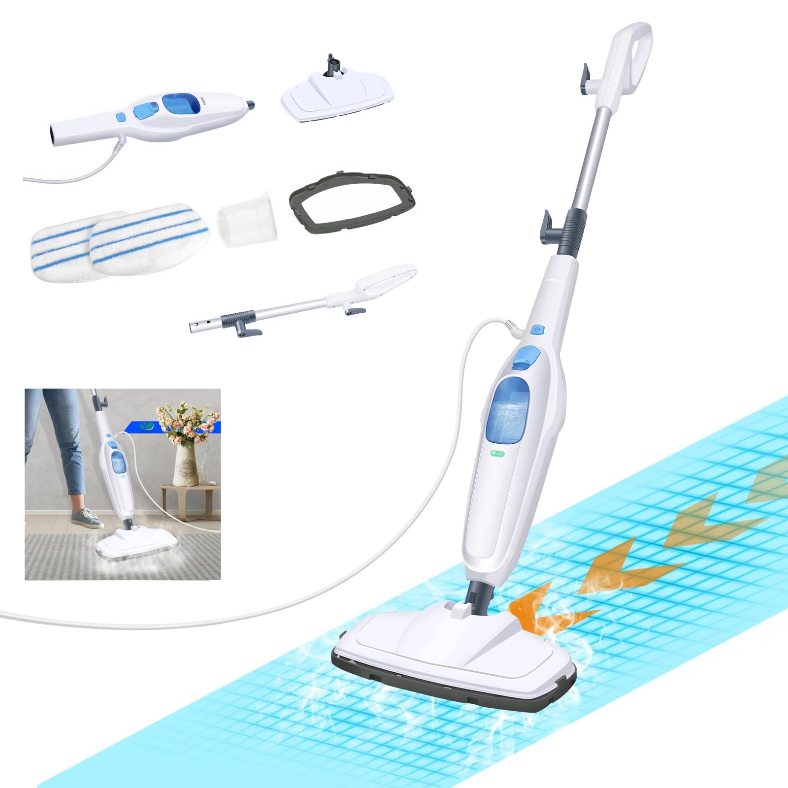 Amazon.com - Banas Powerful 1500W Smart Electric Steam Mop Floor ...
