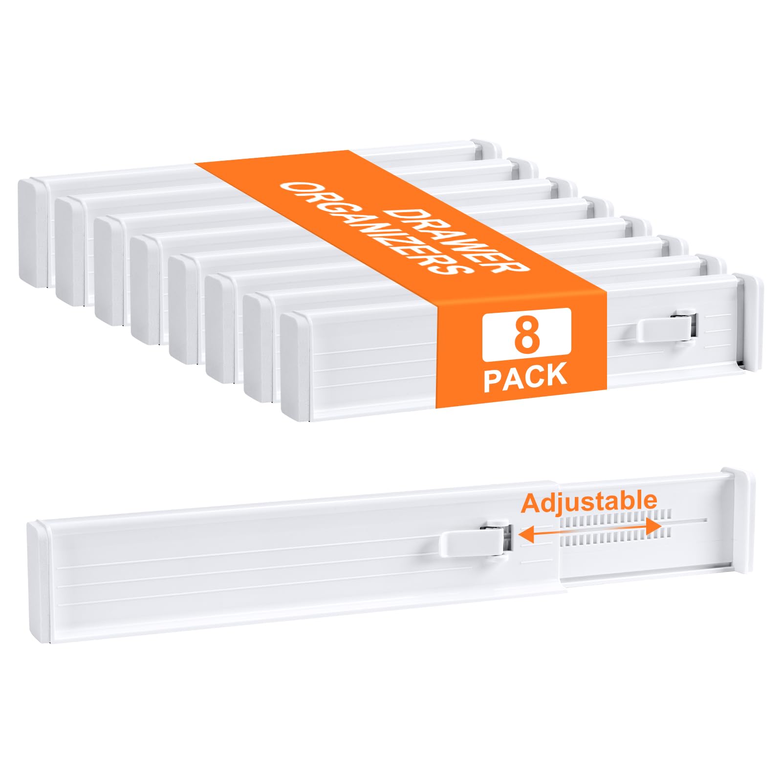 DIMJ Drawer Dividers Dresser Organizer Plastic - 8 Pack 12.83"-22.05 ...