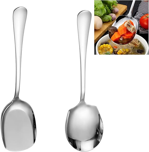 2 Pcs Serving Spoons Large, Stainless Steel Buffet Serving Spoon Long ...