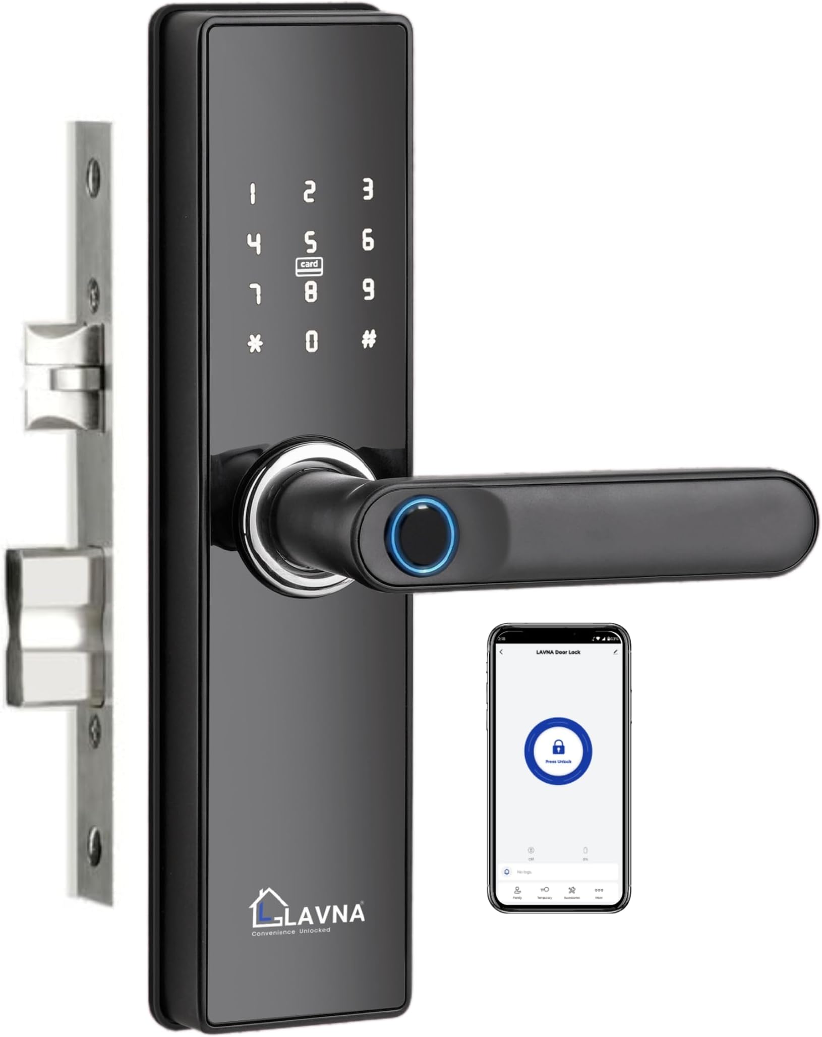 LAVNA Zinc Smart Digital Door Lock with 6 Way of Access Fingerprint ...