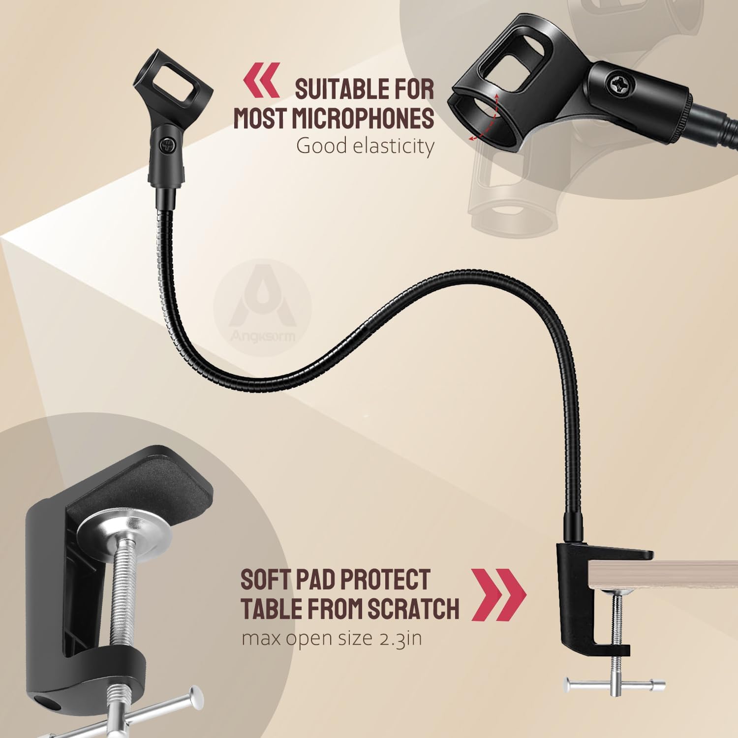 Angksorm Soporte de micrófono de cuello de cisne flexible de 19 ...