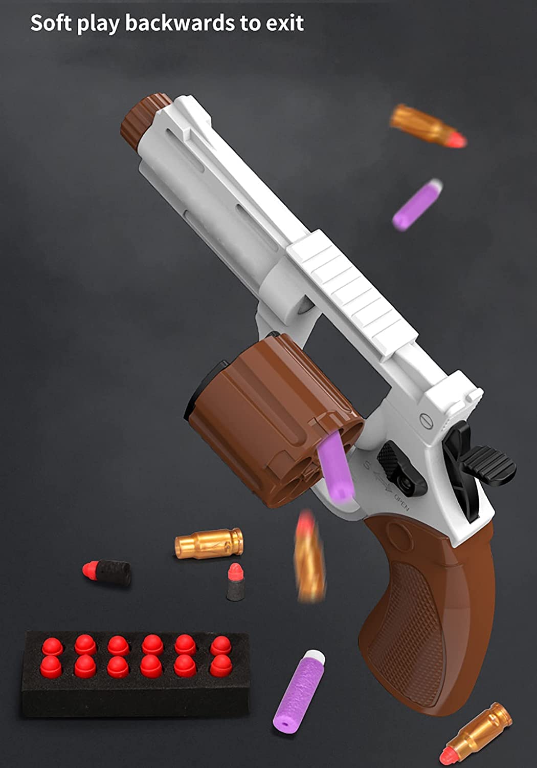 Buy B&K Electric Motorized Toy Revolver Foam Shooting Gun, Soft Foam ...