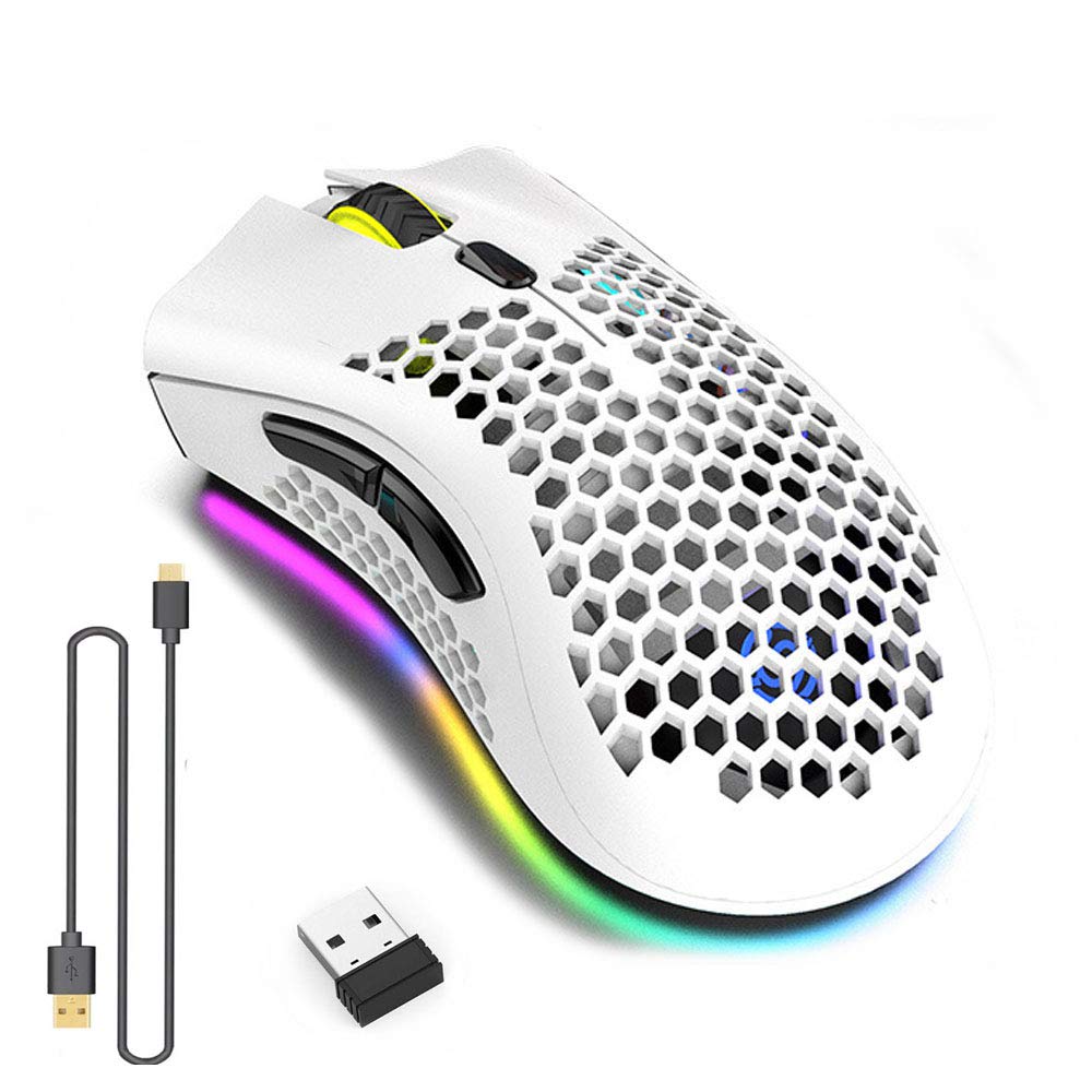 Buy WREWING Lightweight Gaming Mouse, Honeycomb Design Rechargeable ...
