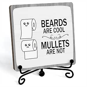 Amazon.com: Funny Bathroom Signs, Beards Are Cool Mullets Are Not ...