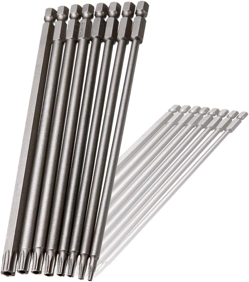 Mesee 8Pcs Long Torx Screwdriver Bit Set, 1/4 Inch Hex Shank T8-T40 ...