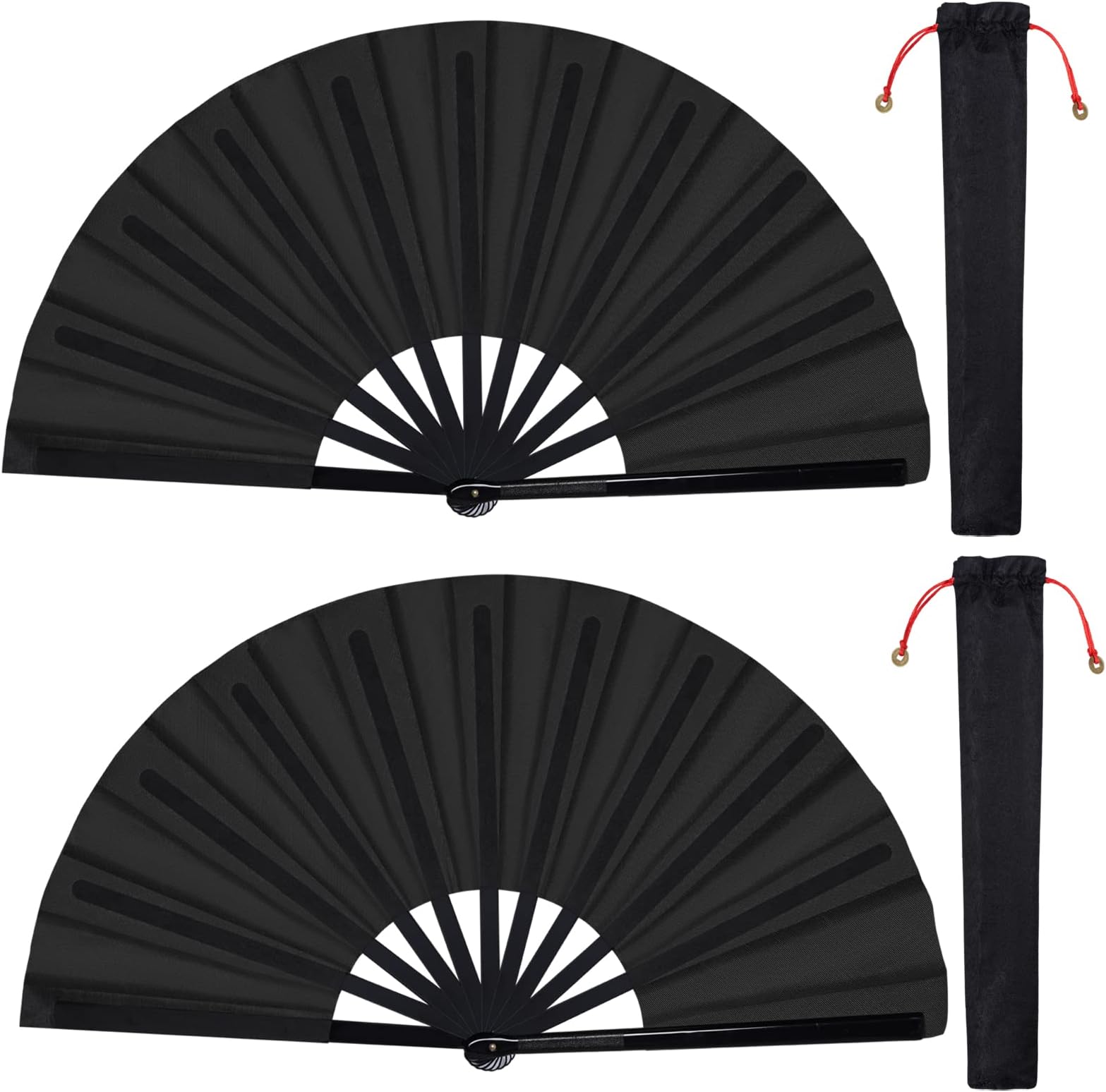 Amazon.com: Maitys 2 Pcs Large Folding Fan Handheld Nylon Cloth ...