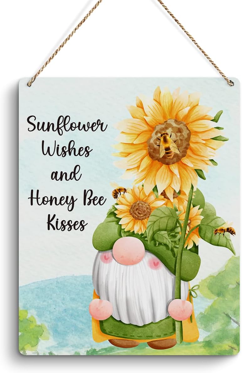 Amazon.com: Positive Sunflower Wall Door Decor, Sunflower Wishes Gnome ...